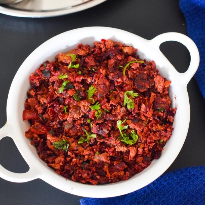 Beetroot Egg Bhurji | Scrambled Egg with Beetroot - Palate's Desire